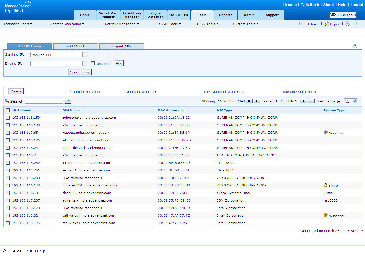 MAC Address Scan, MAC-IP Resolver, DNS Scan, MAC-IP List, IP Address ...